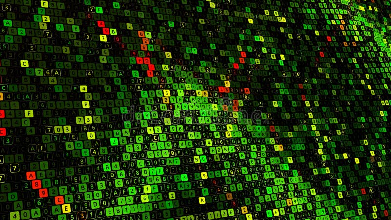 Waving Canvas of Many Rows of Squares with Digital Changing Big Data, Seamless Loop. Animation ...