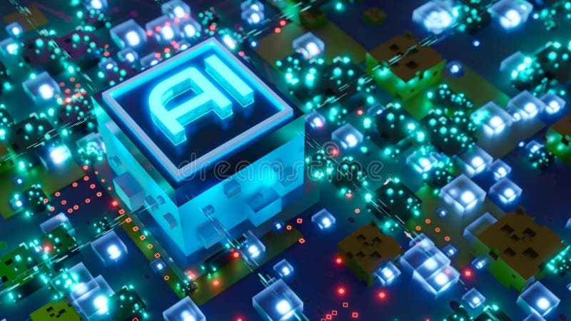 Abstract Computer Digital Chip Processor and AI Sign. Stock ... Abstract Computer Digital Chip Processor and AI Sign. Stock ...
