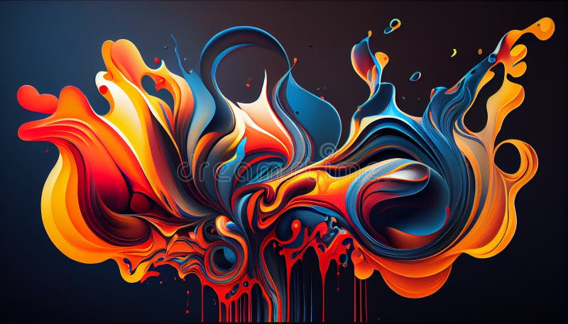 Abstract Computer Graphic Backdrop with Flowing Blue Waves Generated by ...