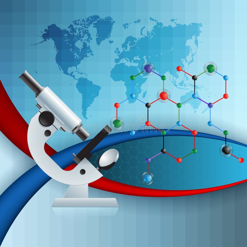 Computer Graphic, Template Science Background with Microscope Stock ...