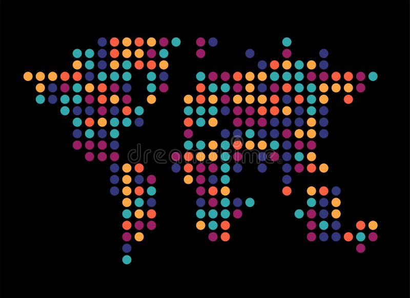 Abstract Computer Graphic World Map of Round Dots Stock Vector ...