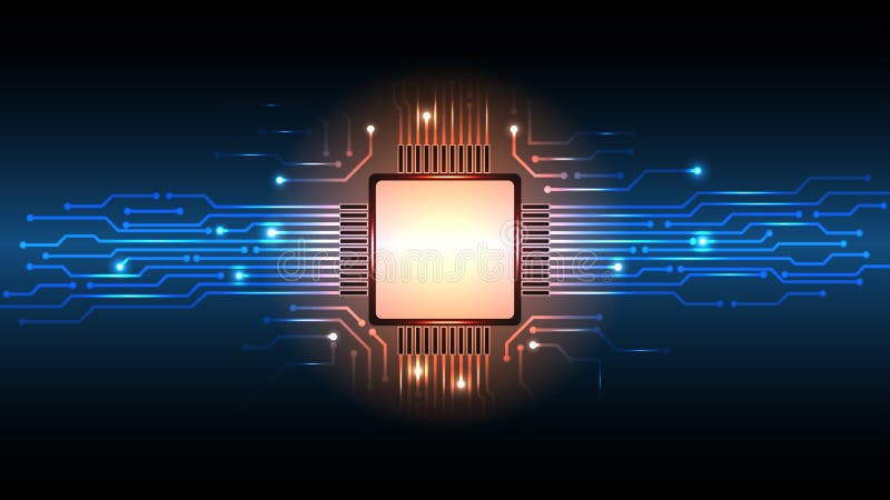 Abstract Computer Microprocessor Circuit Board Vector Background Eps