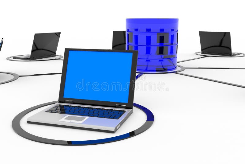 Computer Network with Server and Firewall Stock Illustration ...