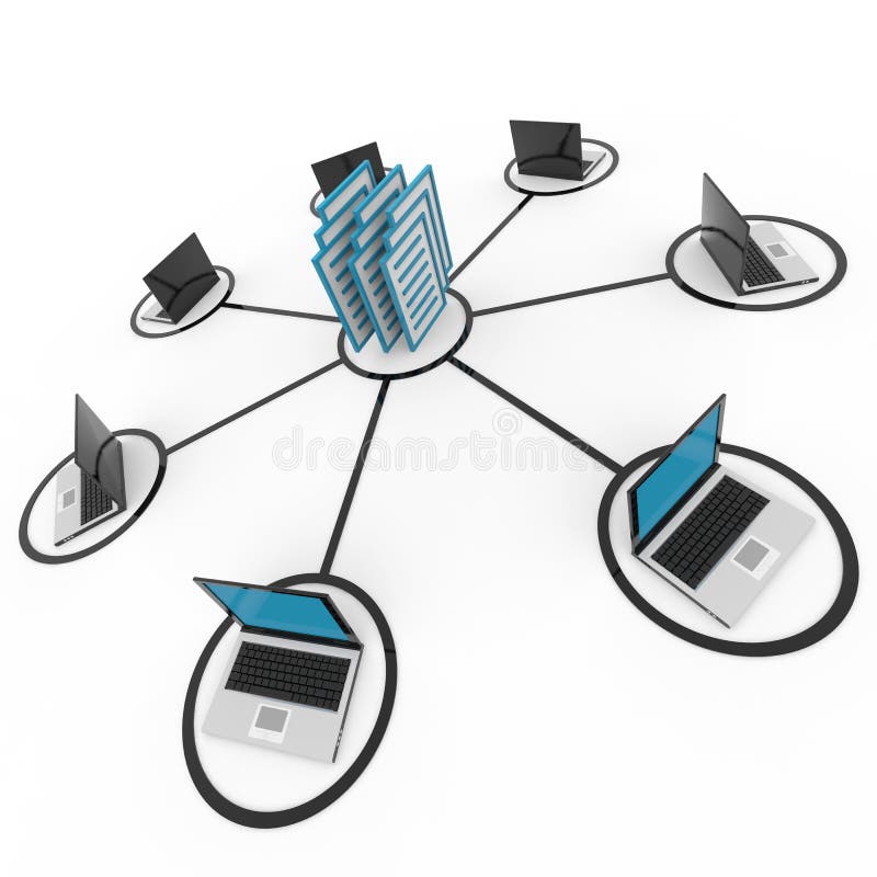 Abstract Computer Network with Laptops. Archive. Stock Illustration ...