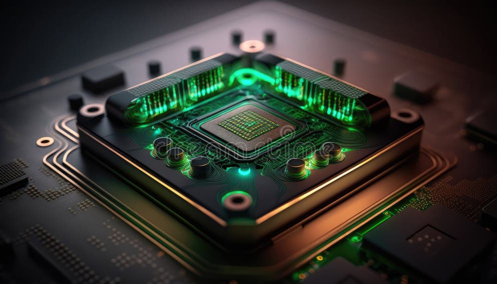 Abstract Computer Processor Chip on Circuit Board with Microchips Stock Illustration ...