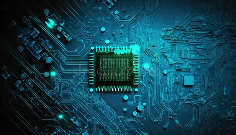 Abstract Computer Processor Chip on Circuit Board with Microchips Stock Illustration ...