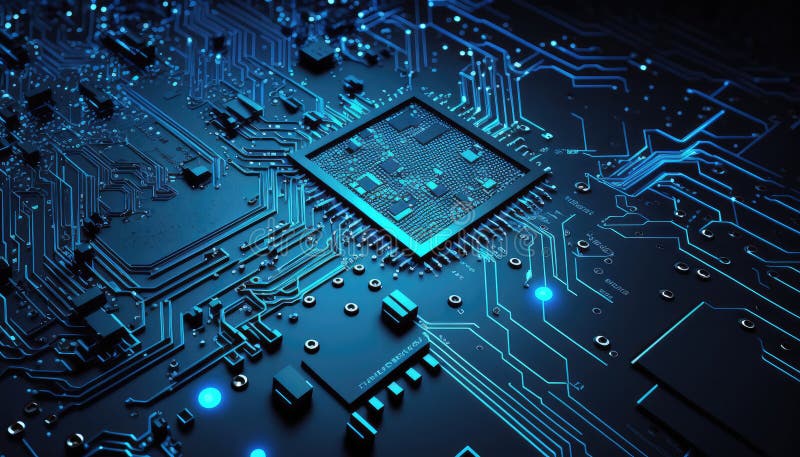 Abstract Computer Processor Chip on Circuit Board with Microchips Stock Illustration ...