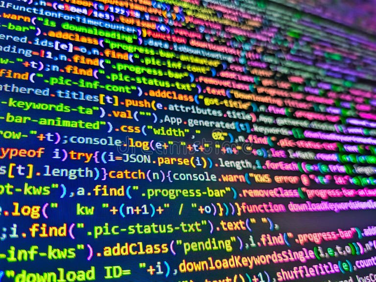 Abstract Computer Script Code. Compressed Javascript Code on Computer ...