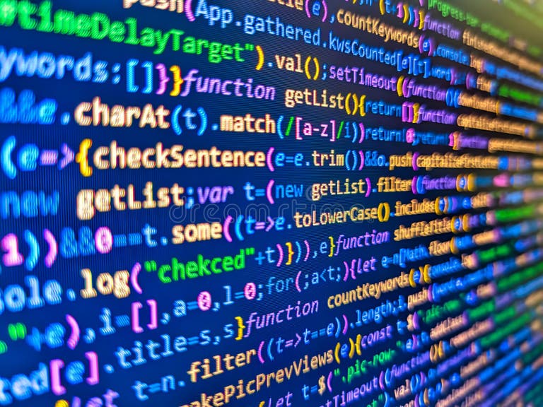 Abstract Computer Script Code. Data Optimization. Software Developer ...