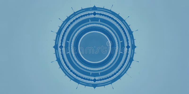 Abstract Concentric Circles Design in Shades of Blue with Radial ...