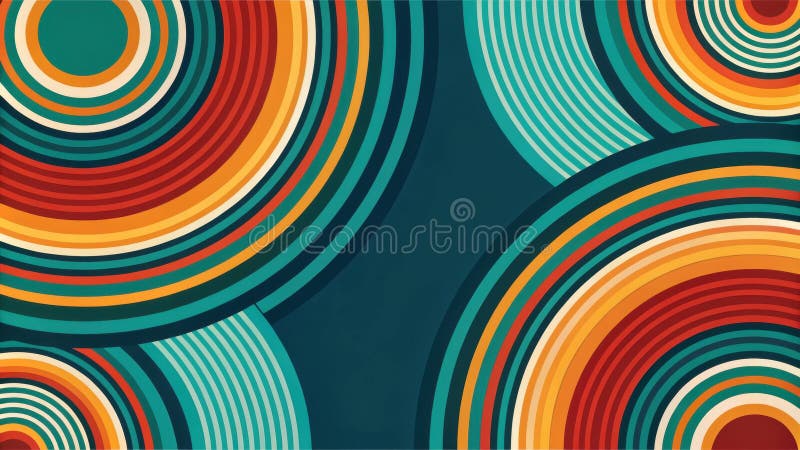 Abstract Concentric Circles Design in Warm and Cool Tones. Generative ...