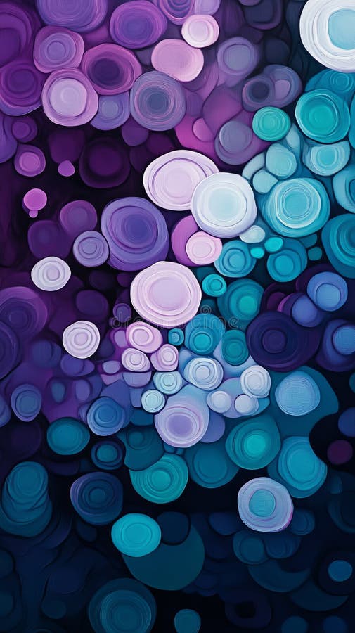 Abstract Concentric Circles in Purple and Teal, Artistic Background ...