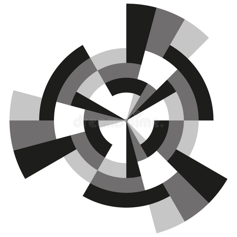 Abstract Concentric Circles. Radial Geometric Pattern. Grayscale Modern Design. Vector Optical ...