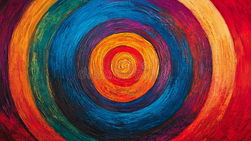 Abstract Concentric Circles in Vivid Colors, Showcasing Radial Geometry ...