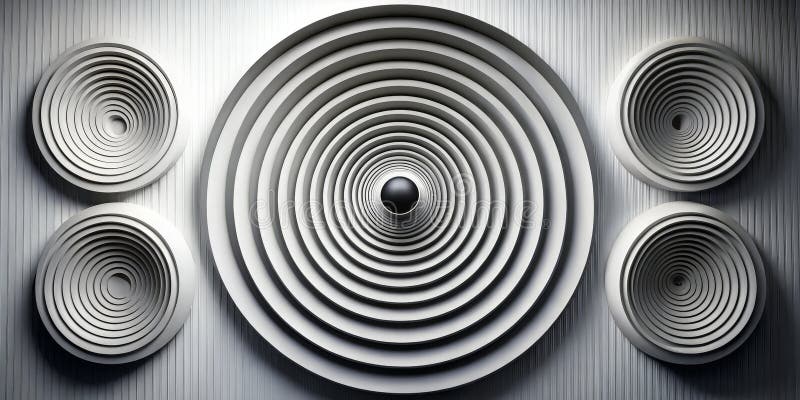 Abstract Concentric Circles Wall Art Design with Central Sphere ...