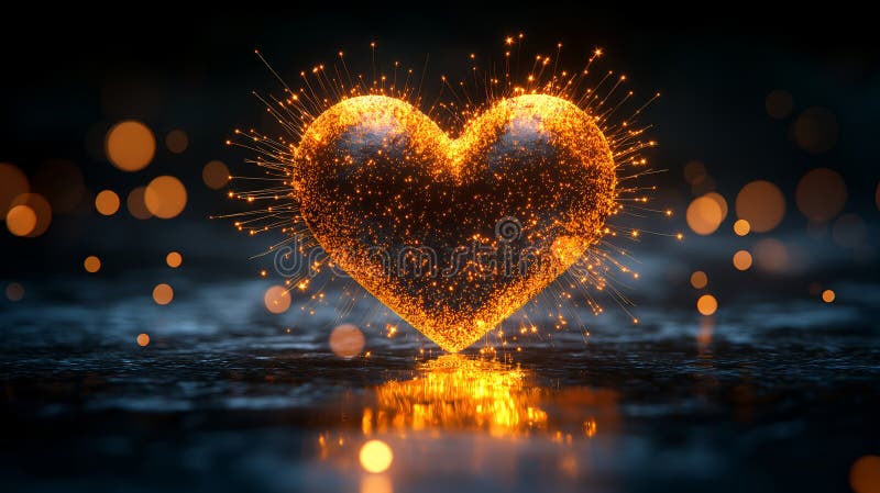 Abstract Concentric Dashed Heart Surrounded by Softly Glowing Radial ...