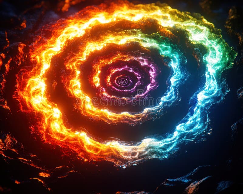 Vibrant Cosmic Rainbow Fire Vortex Stock Illustration - Illustration of ...
