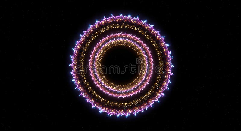 Abstract Concentric Rings of Light on Black Background Stock ...