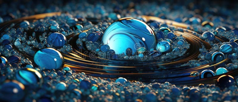 Abstract Concentric Whirlpool Circle Pattern of Aquamarine Blue Stone Pebbles - Generative AI ...