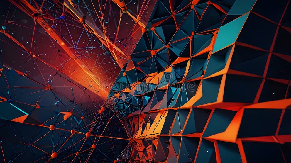 Abstract Concept of AI Learning, Represented As Shifting Geometric ...