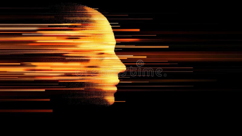 Abstract Concept of AI Transformation with Pixelated Head Silhouette ...