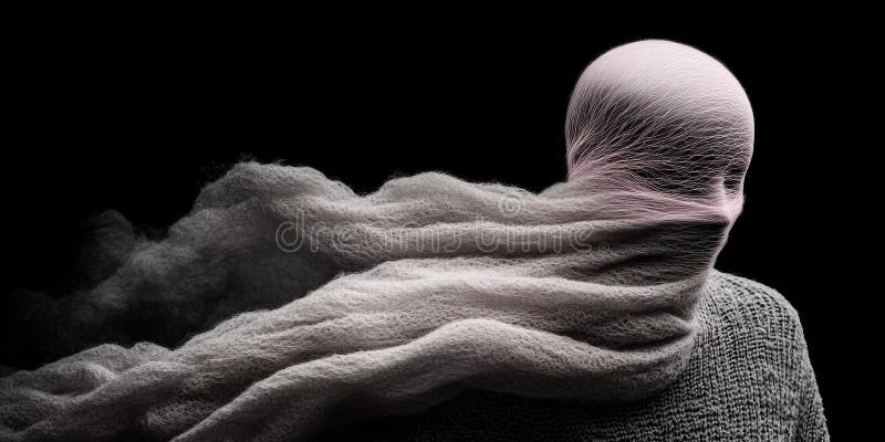 Abstract Concept of Anonymous Figure with Pink Face Wrap in Motion ...