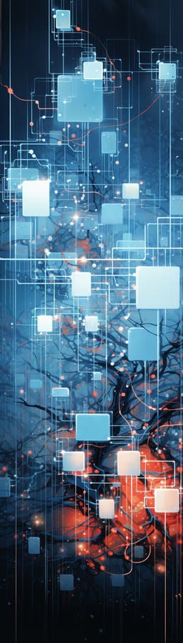 Abstract Concept Art of Network Technology Intertwining Digital and ...