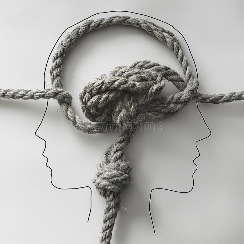 Abstract Concept Background with Side View of Human Head Outline with ...