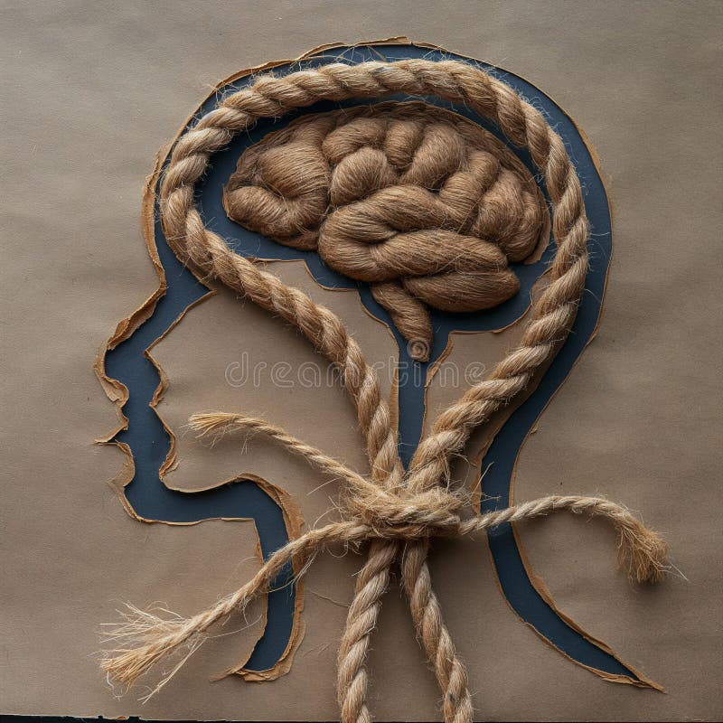 Abstract Concept Background with Side View of Human Head Outline with ...