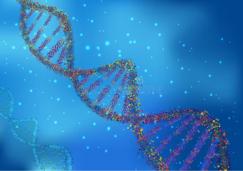 Abstract Concept of Biochemistry with Dna Molecule on Blue Background ...