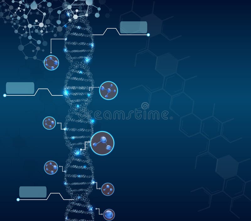 Abstract Concept of Biochemistry with Dna Molecule on Blue Background ...