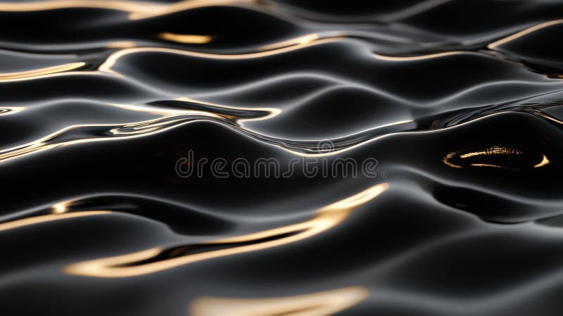 Abstract Concept of Black Liquid Waves and Reflective Light Patterns ...