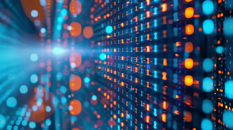 Abstract Concept of Blue Digital Data Streaming, with Lights ...