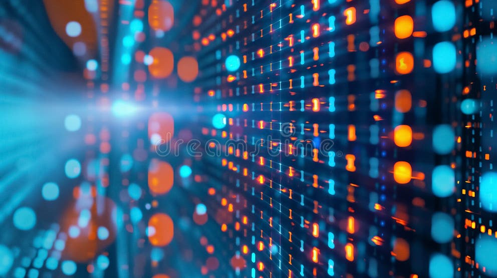 Abstract Concept of Blue Digital Data Streaming, with Lights ...