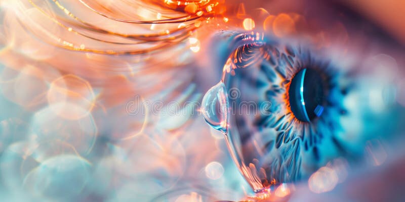 Abstract Concept of a Blue Eye with Light Refractions Stock Image ...