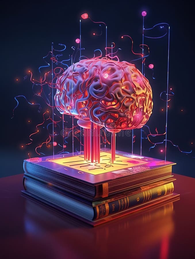 Abstract Concept with Book and Brain. Stock Illustration - Illustration ...