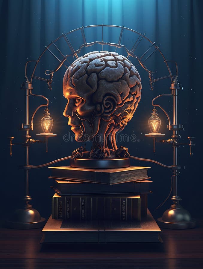 Abstract Concept with Books and Human Head. Stock Illustration ...