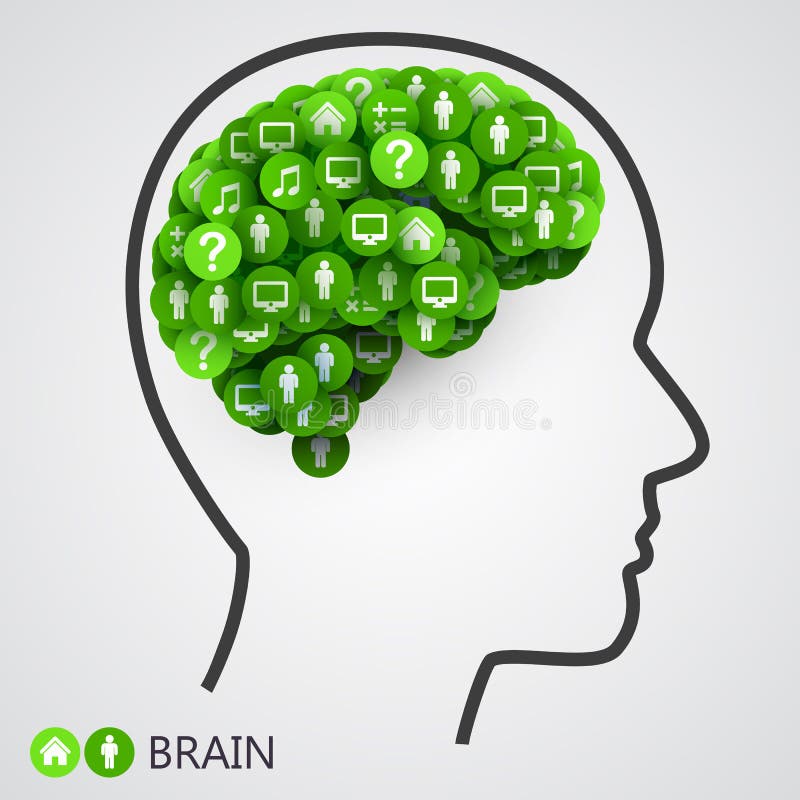 Abstract Concept of Brain. Circles with Thoughts Stock Vector ...