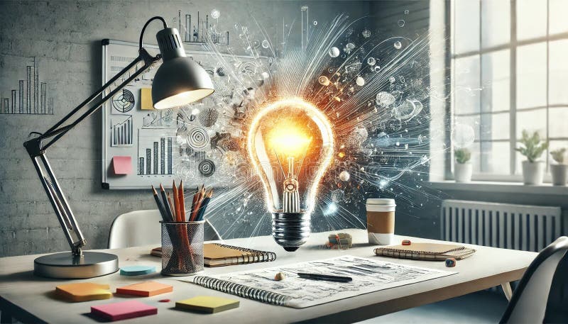 Abstract Brainstorming Creative Ideas in a Modern Workspace Stock Illustration - Illustration of ...