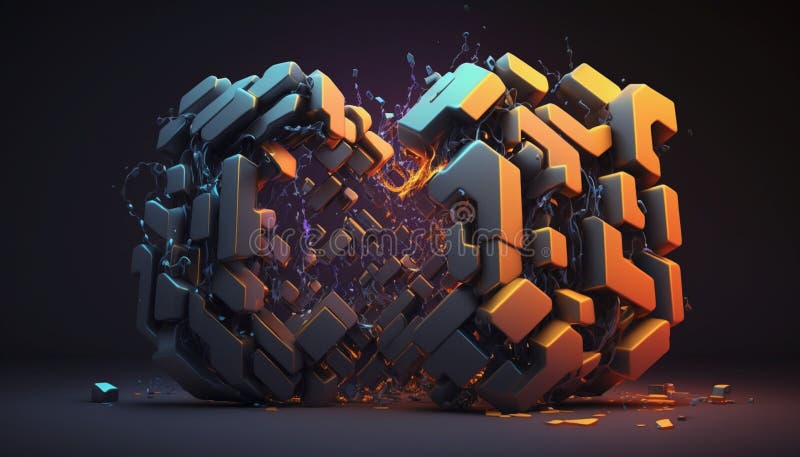 Abstract Concept of a Broken Block Chain Ai, Generative Stock ...