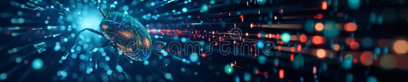 An Abstract Concept of a Bug Dissolving into Pixels Representing the ...