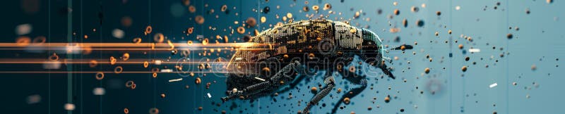 An Abstract Concept of a Bug Dissolving into Pixels Representing the ...