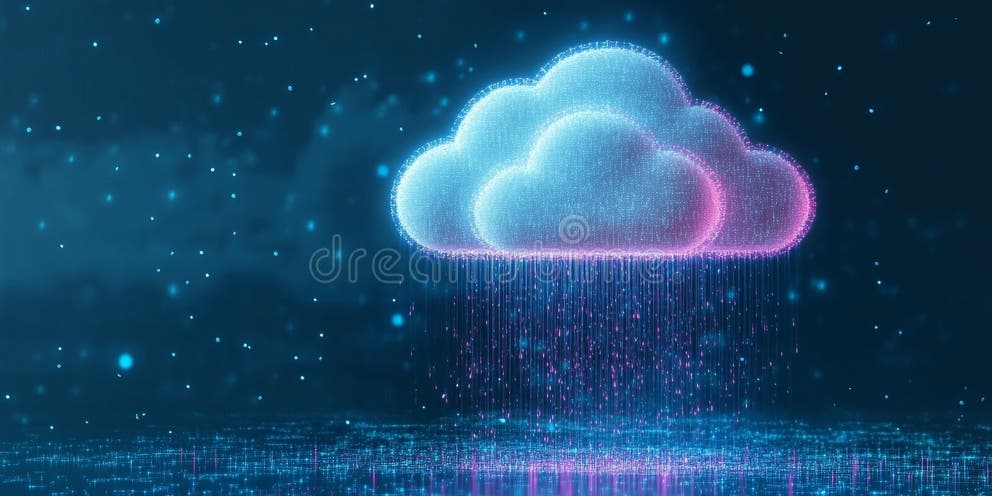 Abstract Concept of Computing Cloud Data Rain with Binary Digits and ...