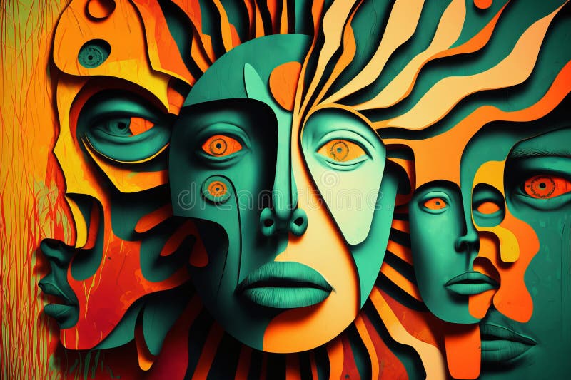 Abstract Concept of Different Personalities. Generative AI Stock ...