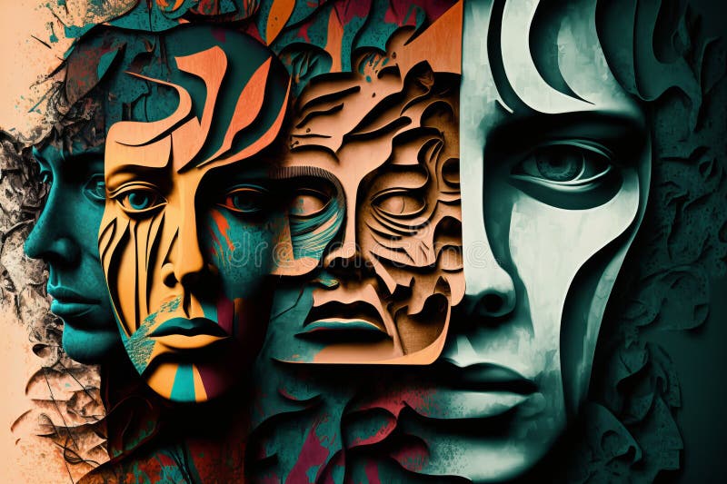 Abstract Concept of Different Personalities. Generative AI Stock ...