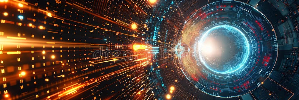 Futuristic Digital Tunnel Abstract Technology Background Abstract ...