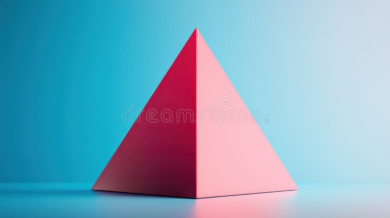 Abstract Concept Dynamic Pink Pyramid Sculpture in Modern Minimalist ...