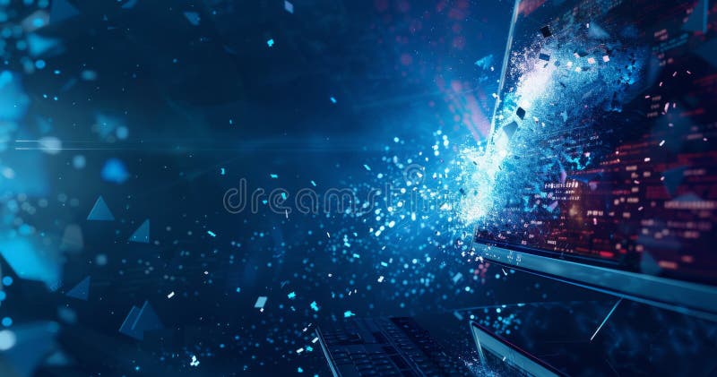 Abstract Concept of Elearning with Digital Particles and Computer Stock ...