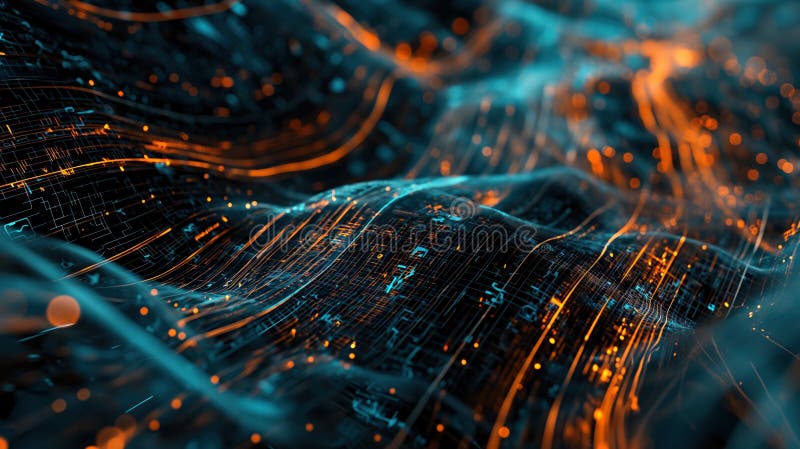 Abstract Concept Flowing Lines of Computer Network and Technology Stock ...