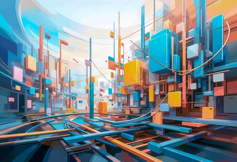 Abstract Concept of a Fluid Data City with AI. AI Tech Stock ...